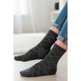 ROMB grey diamond pattern cotton socks | Sokisahtel