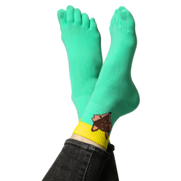 HELLEN green toe-socks with fox for women | Sokisahtel